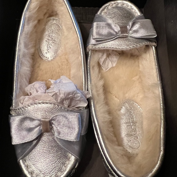 Cole Haan | Shoes | Cole Han Girls Loafers Silver Metallic | Poshmark